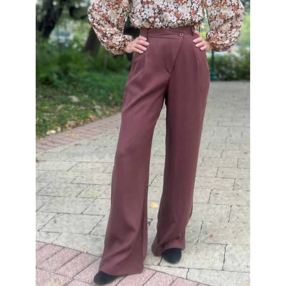 BSL | Pants & Jumpsuits | New Bsl Pleated Palazzo Pants In Brown | Poshmark